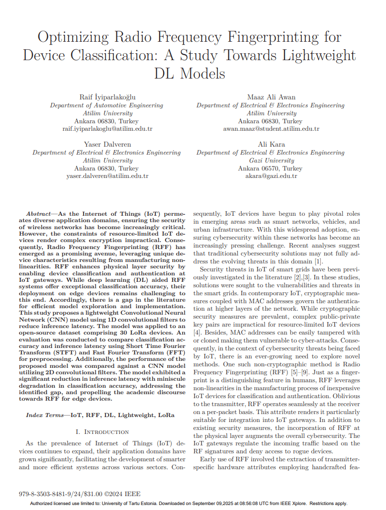 Optimizing Radio Frequency Fingerprinting for Device Classification: A ...